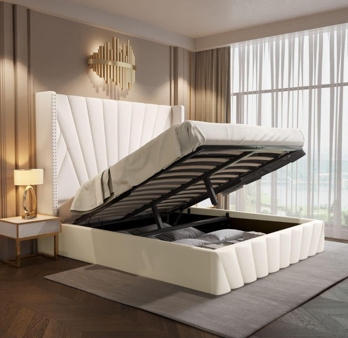 Aykah Velvet Upholstered Tufted Bed